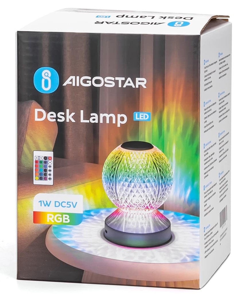 Aigostar- Lampe de table LED RGB à intensité variable rechargeable LED ...