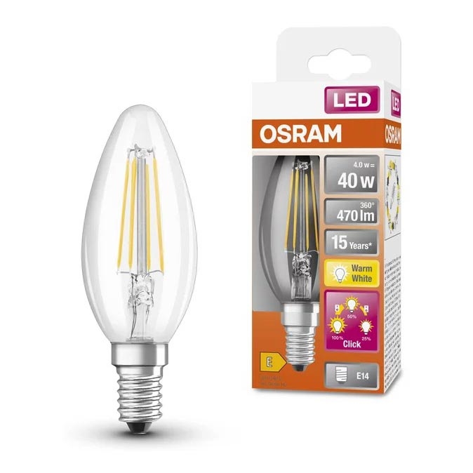 Ampoule à intensité variable LED VINTAGE B35 E14/4W/230V 2700K - Osram | Lumimania