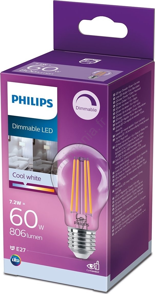 Ampoule à intensité variable LED VINTAGE Philips A60 E27/7,2W/230V 4000K | Lumimania