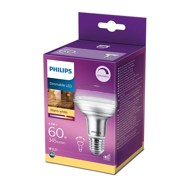 Ampoule de projecteur LED à intensité variable Philips E27/4,2W/230V ...