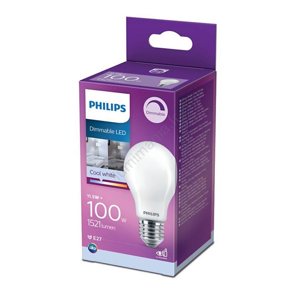 Ampoule LED à intensité variable Philips A60 E27/11,5W/230V 4000K | Lumimania