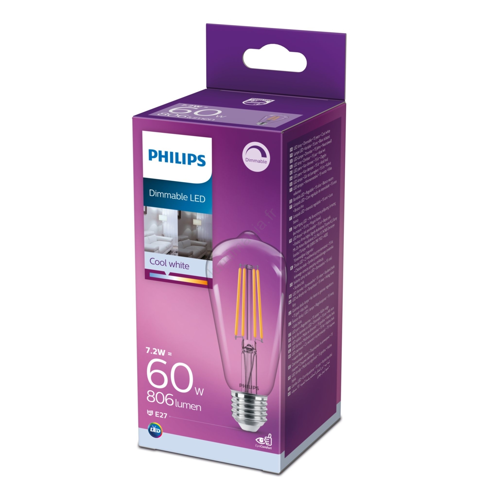 Ampoule LED à intensité variable VINTAGE Philips ST64 E27/7,2W/230V ...