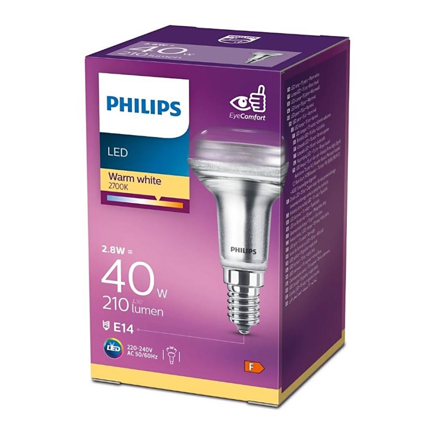 Ampoule LED à réflecteur Philips E14/2,8W/230V 2700K | Lumimania