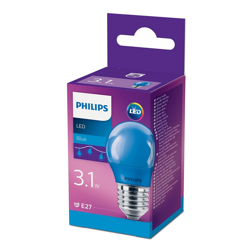 Ampoule LED Philips P45 E27/3,1W/230V bleu | Lumimania