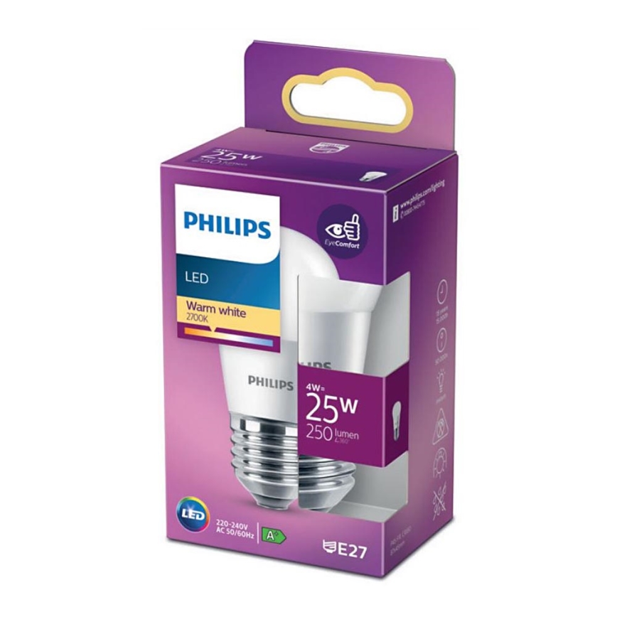 Ampoule LED Philips P45 E27/4W/230V 2700K | Lumimania