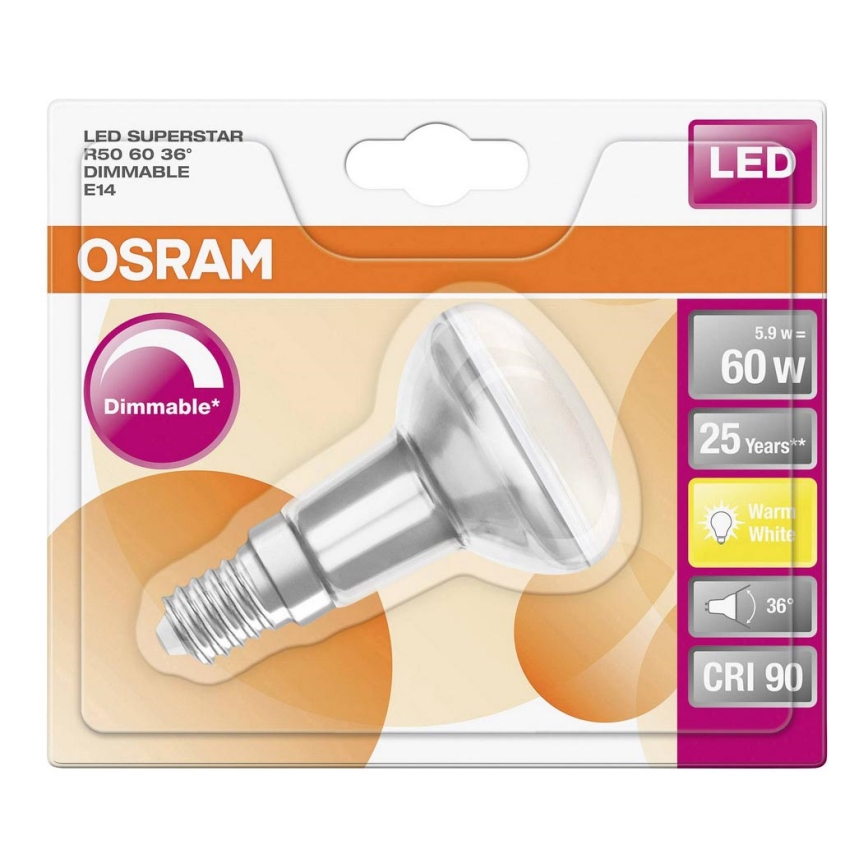 Ampoule pour projecteur LED à intensité variable E14/5,9W/230V 2700K - Osram | Lumimania