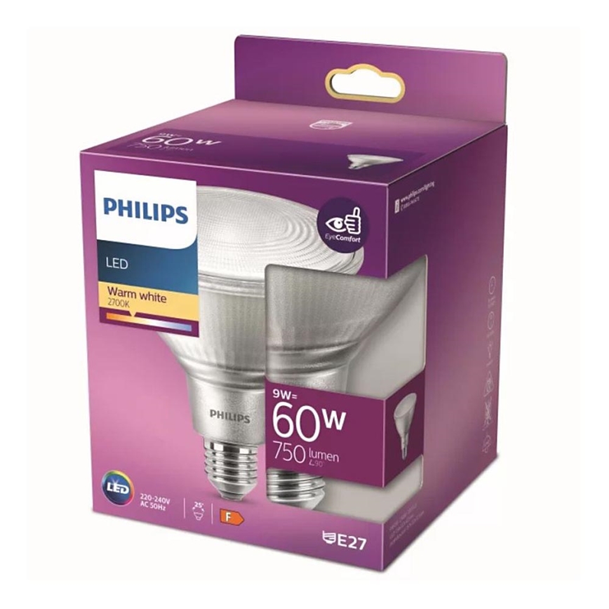 Ampoule réflecteur LED Philips E27/9W/230V 2700K | Lumimania