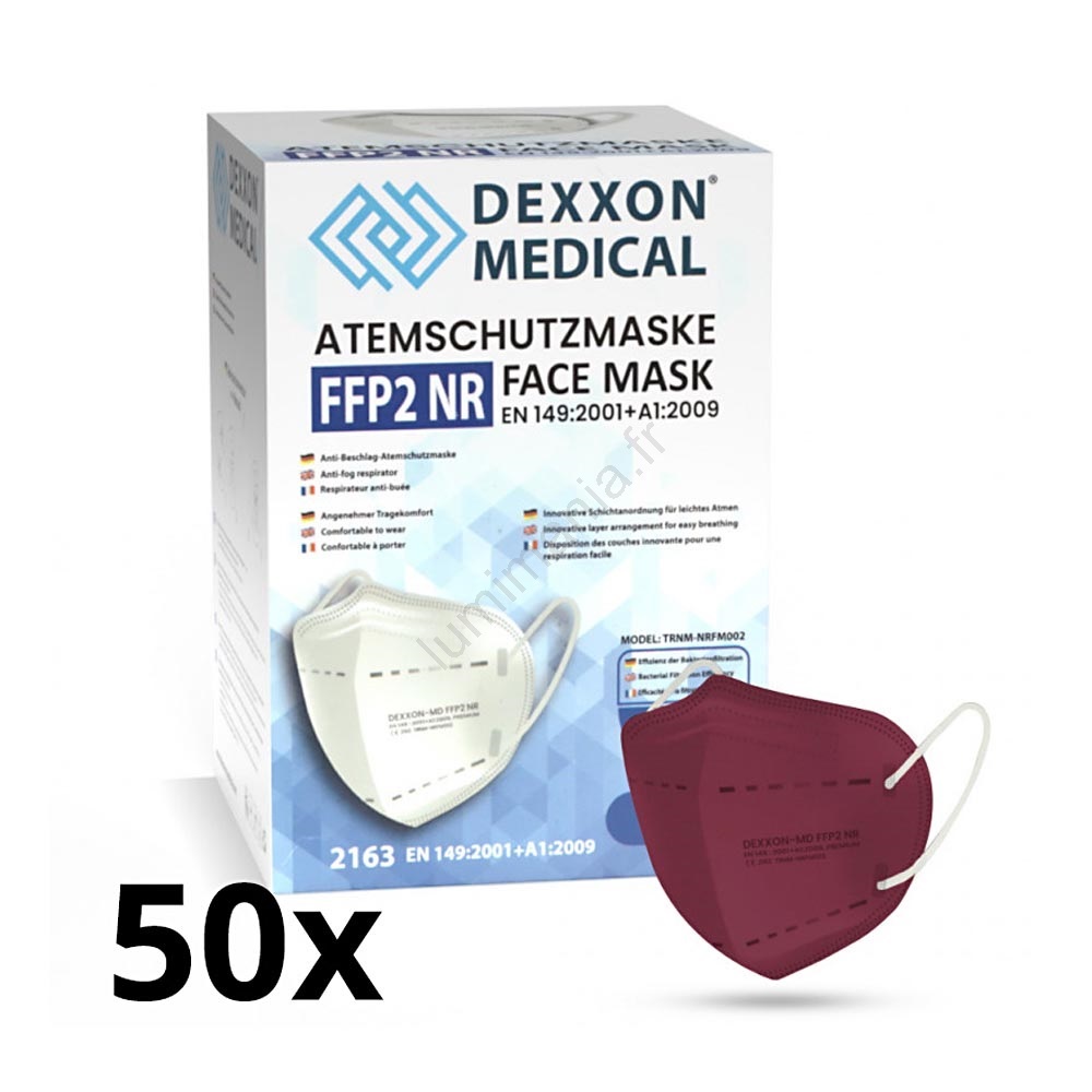 DEXXON MEDICAL Respirateur FFP2 NR rouge vin 50pcs | Lumimania
