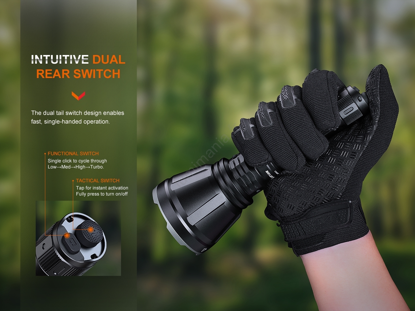 Fenix HT18R - LED à intensité variable rechargeable flashlight LED ...