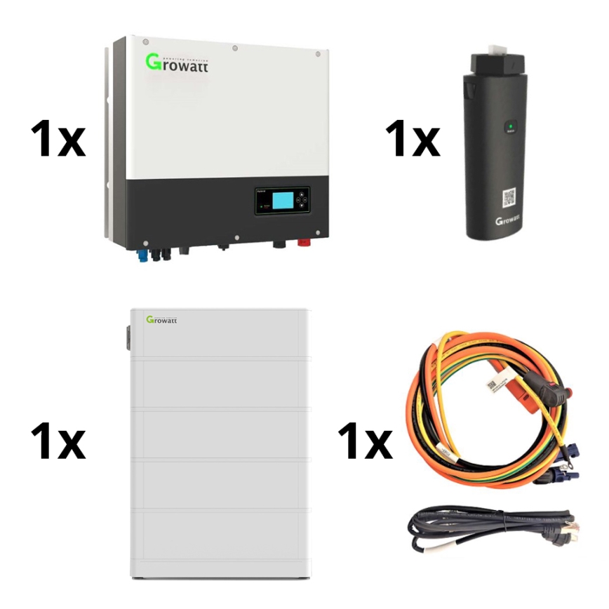 Kit solaire : Convertisseur hybride GROWATT 3p 10 kW + batterie 10,24 kWh | Lumimania