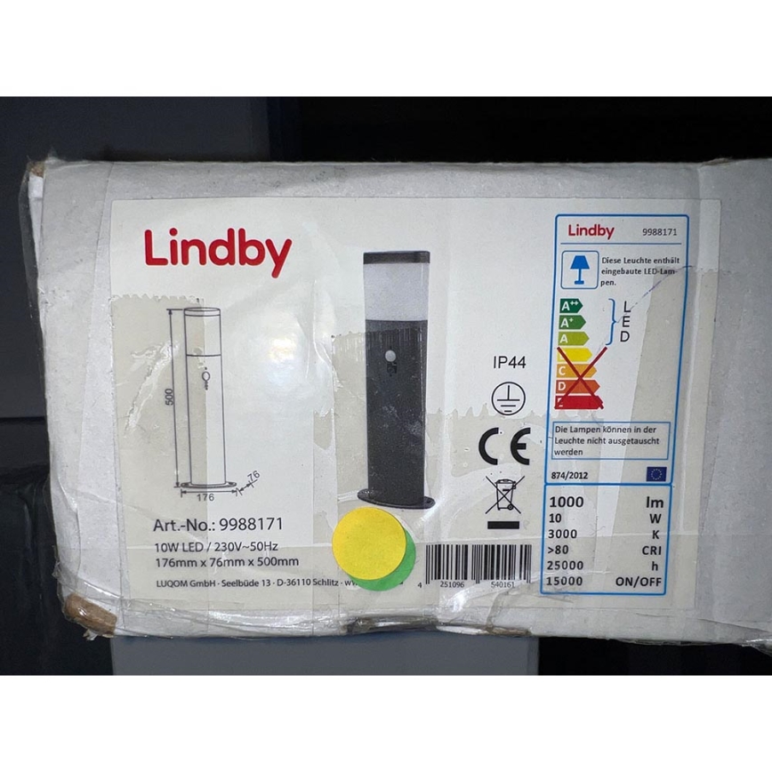 Lindby - Applique extérieure avec détecteur MARIUS LED/10W/230V IP44 ...