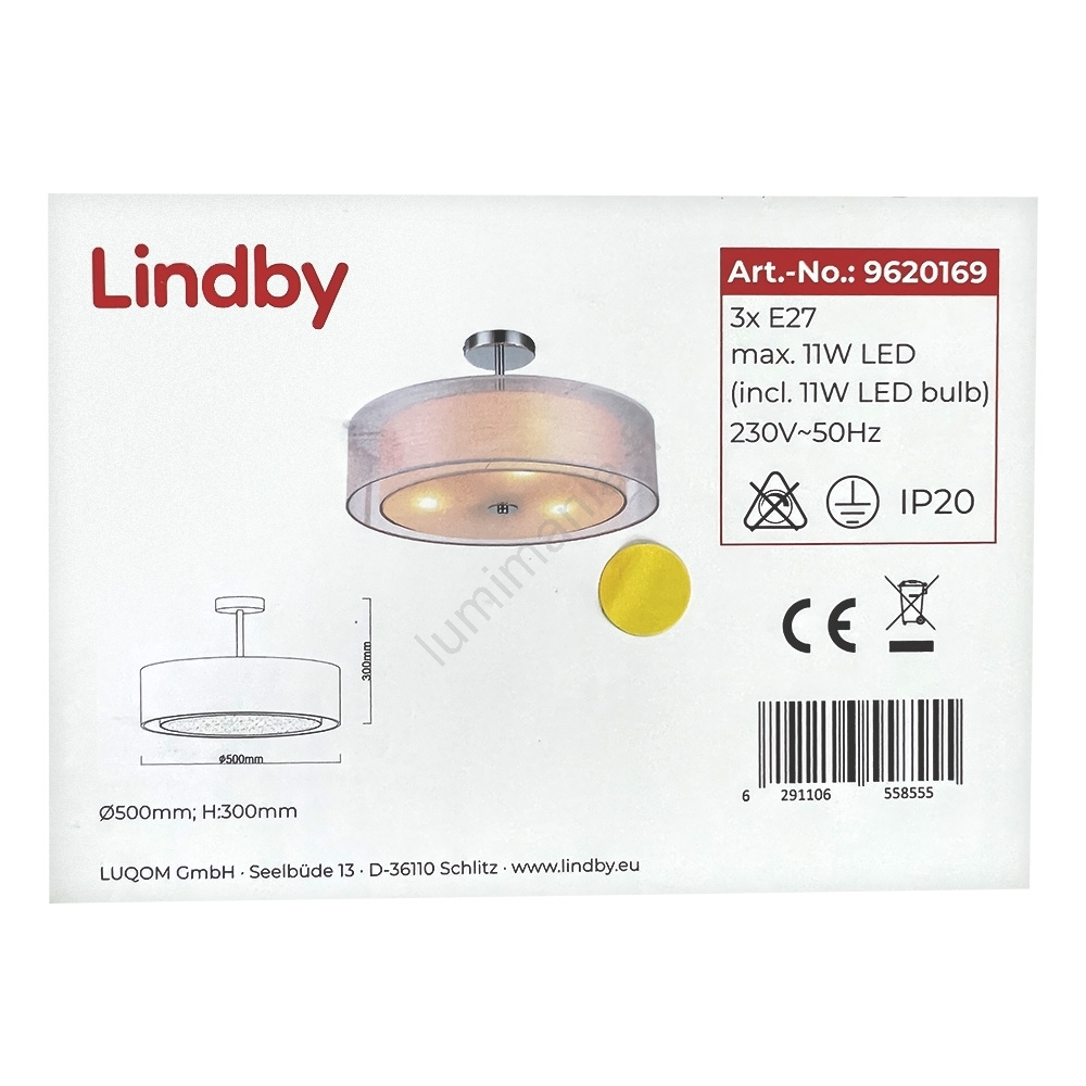 Lindby - Lustre sur barre LED PIKKA 3xE27/11W/230V | Lumimania