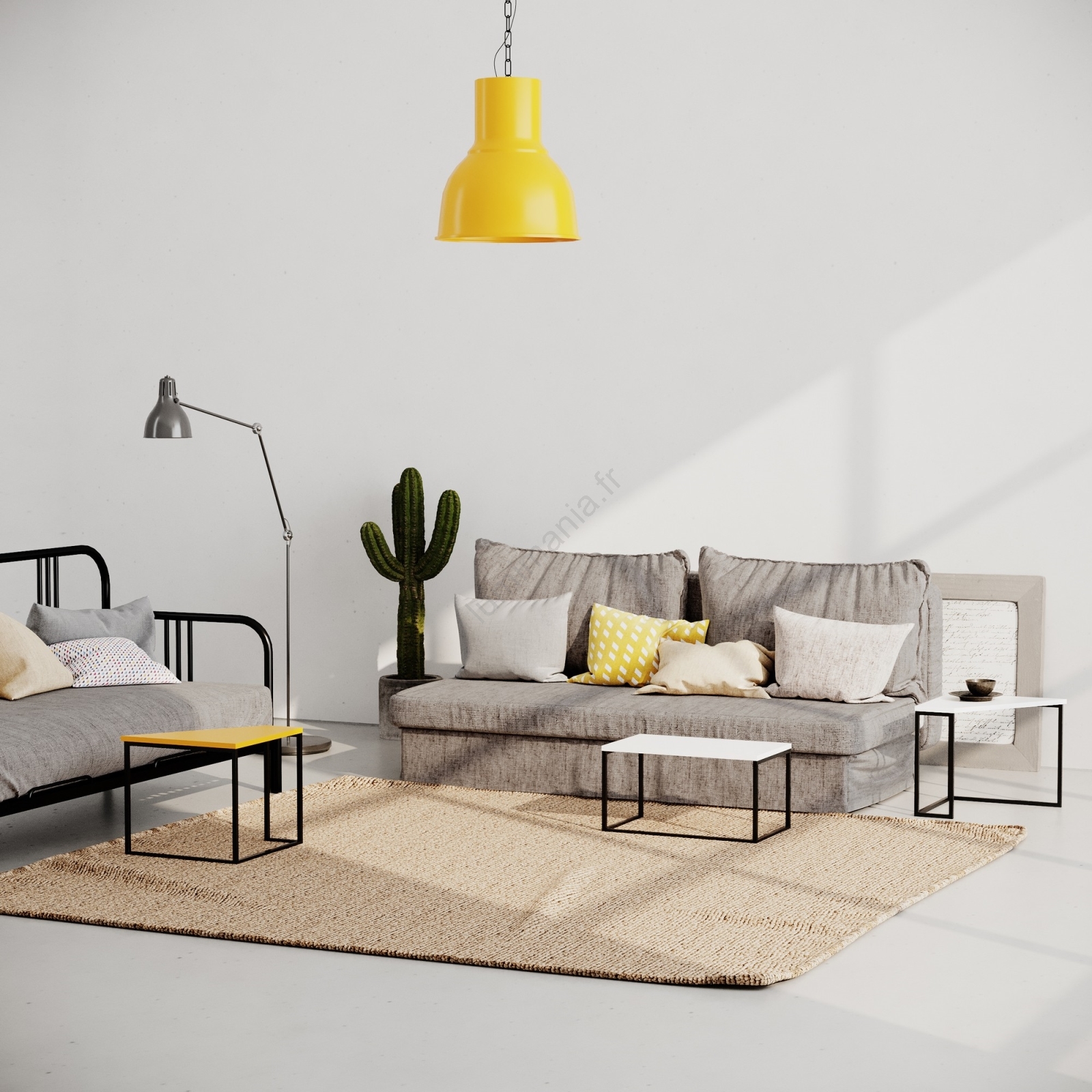 LOT 3x Table basse LADY blanc/noir/jaune | Lumimania