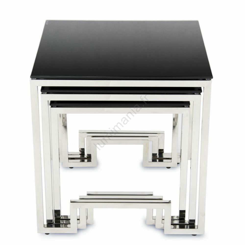LOT 3x Table basse SAMMEN chrome/noir | Lumimania
