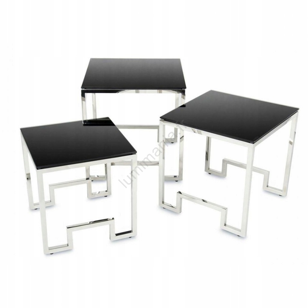 LOT 3x Table basse SAMMEN chrome/noir | Lumimania