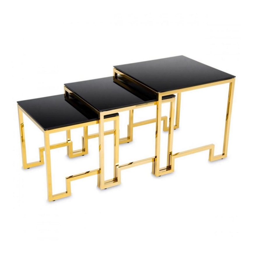 LOT 3x Table basse SAMMEN dorée/noire | Lumimania