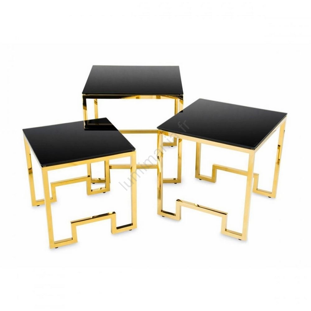 LOT 3x Table basse SAMMEN dorée/noire | Lumimania