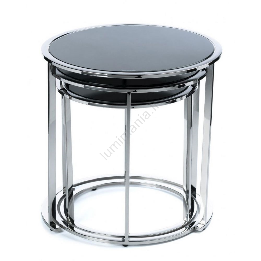 LOT 3x Table basse VANE chromée/noire | Lumimania
