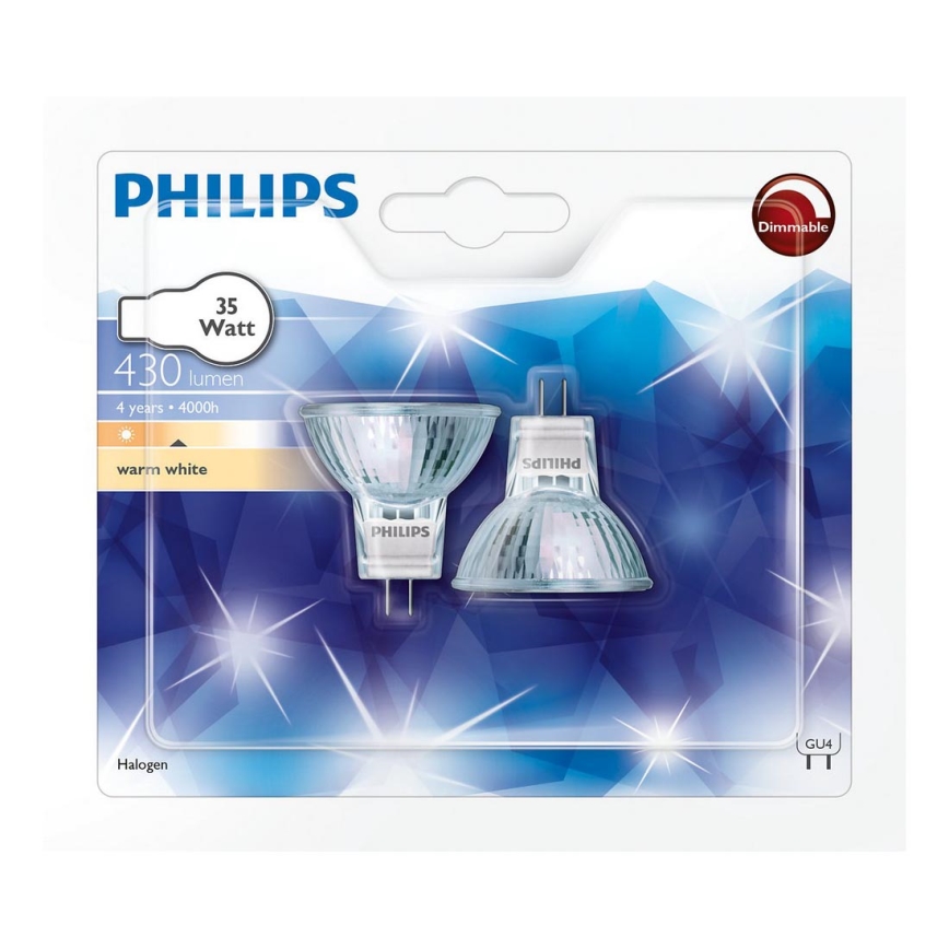 Lot de 2 Ampoule halogène Philips GU4/35W/12V | Lumimania