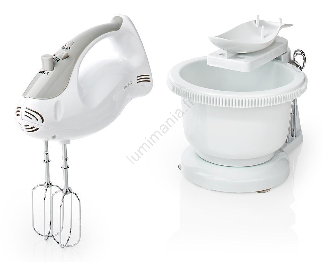 Nedis KAHM110CWT - Batteuse manuelle avec bol rotatif 200W/230V blanc ...