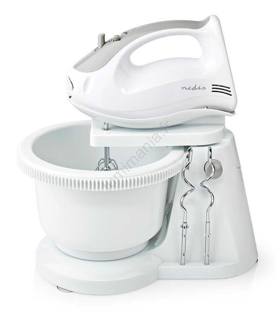 Nedis KAHM110CWT - Batteuse manuelle avec bol rotatif 200W/230V blanc ...