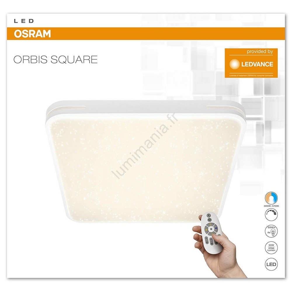 Osram - Plafonnier LED à intensité modulable ORBI SQUARE LED/55W/230V ...