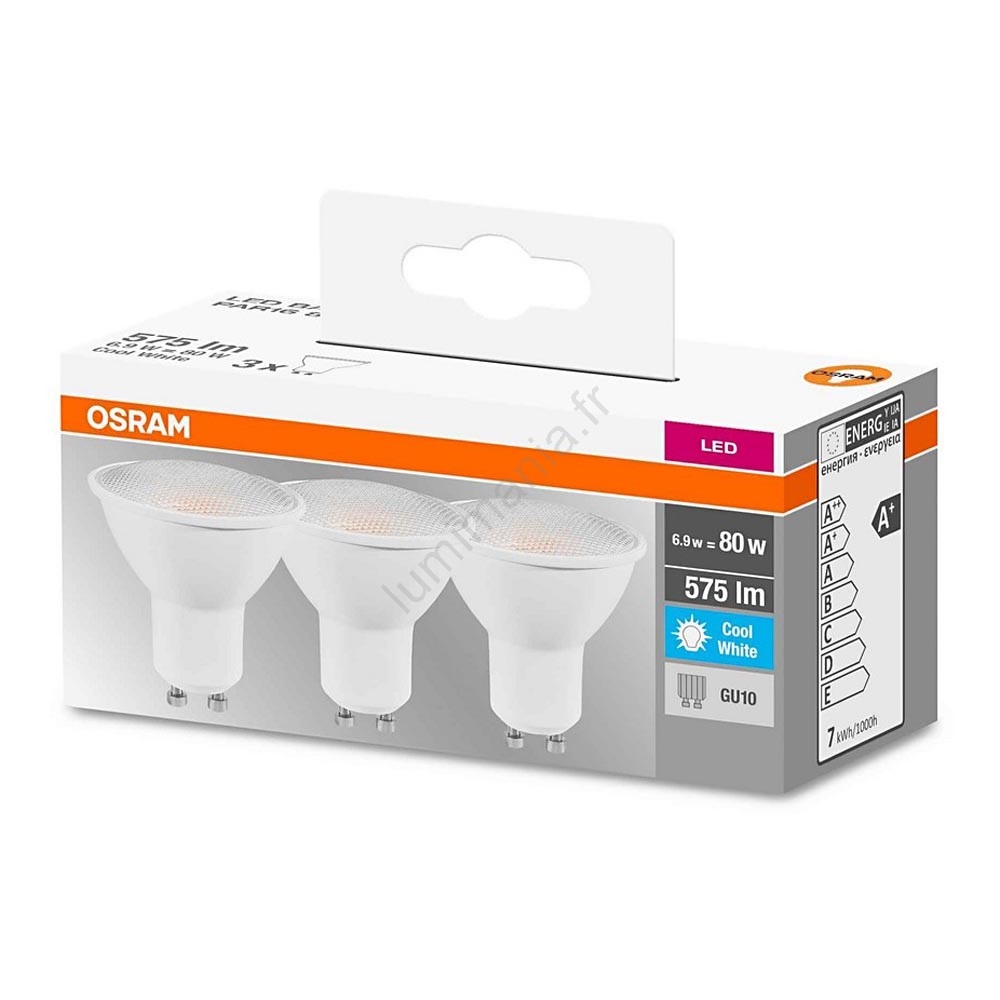 PACK 3x Ampoule LED GU10/6,9W/230V 4000K - Osram | Lumimania