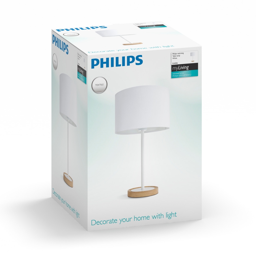 Philips 36017/38/E7 - lampe de table MYLIVING LIMBA 1xE27/40W/230V ...