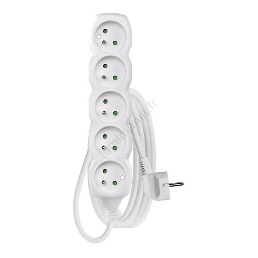 Rallonge 5Z 3m blanche | Lumimania