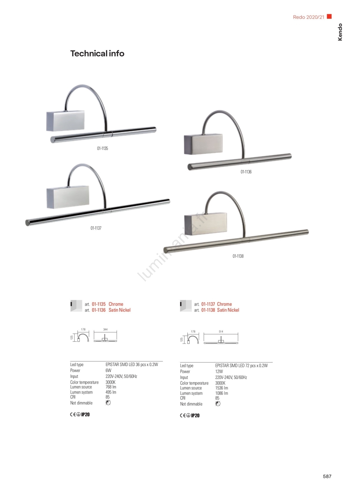 Redo 01-1135 - Applique LED pour tableau KENDO LED/6W/230V 34,4 cm ...