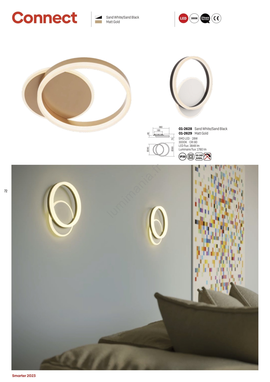 Redo 01-2628 - Applique murale LED CONNECT LED/28W/230V blanc | Lumimania