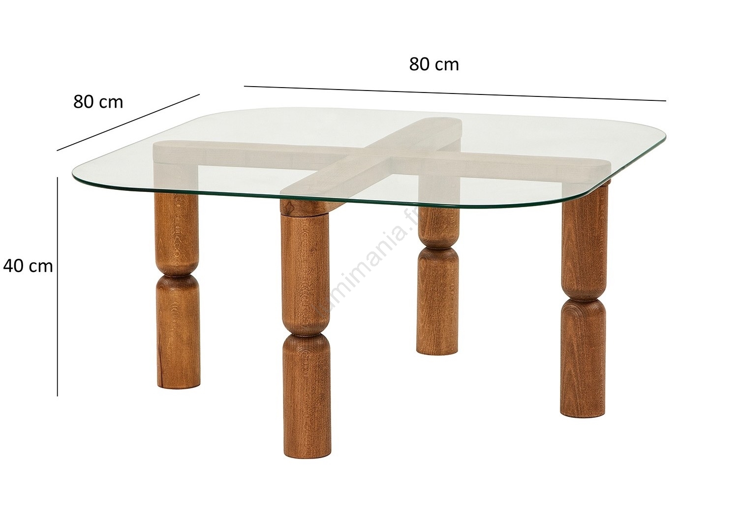 Table basse KEI 40x80 cm marron/transparent | Lumimania