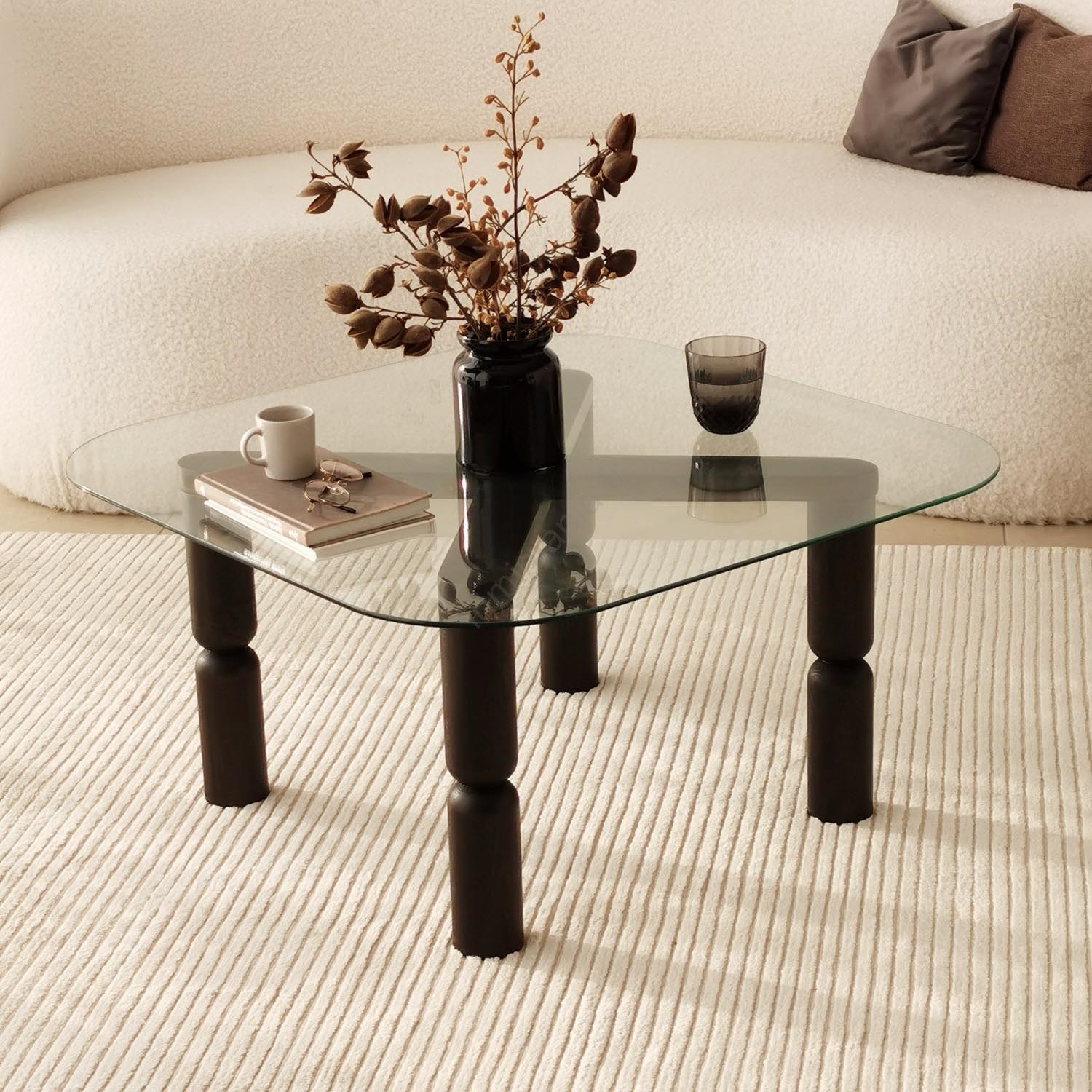 Table basse KEI 40x80 cm marron/transparent | Lumimania