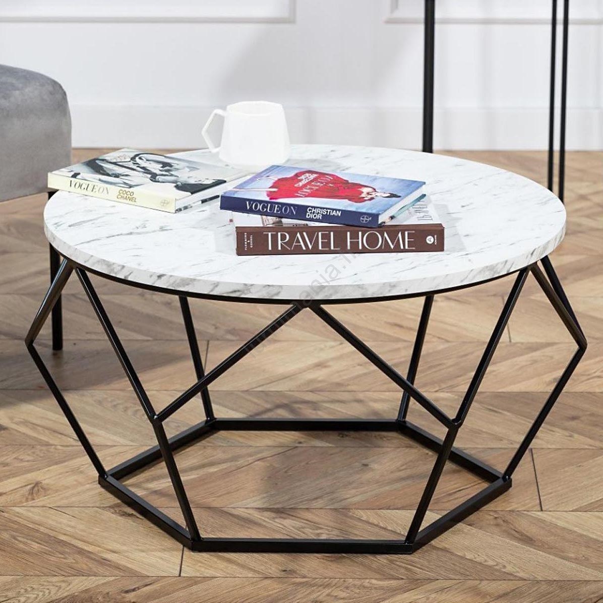 Table basse MARMUR 40x70 cm noire/blanche | Lumimania