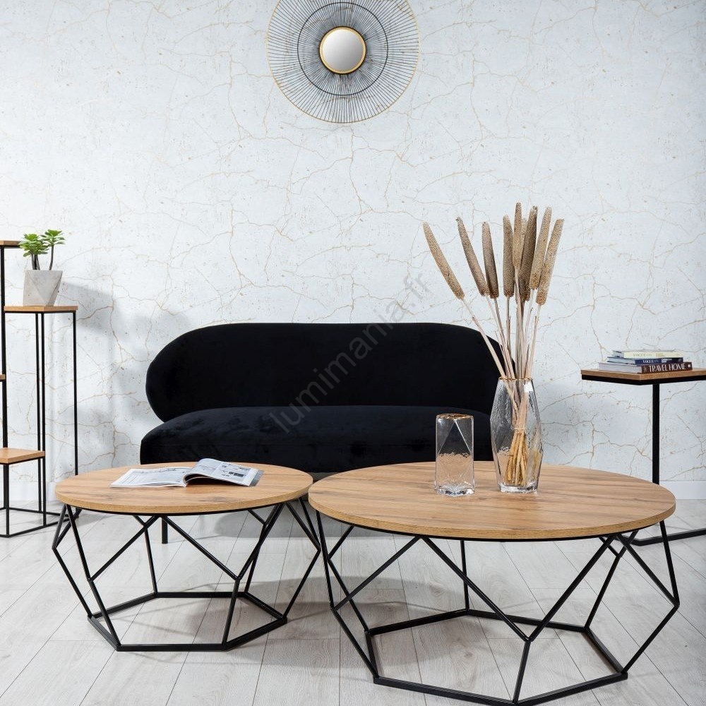 Table basse MARMUR 40x70 cm noire/marron | Lumimania