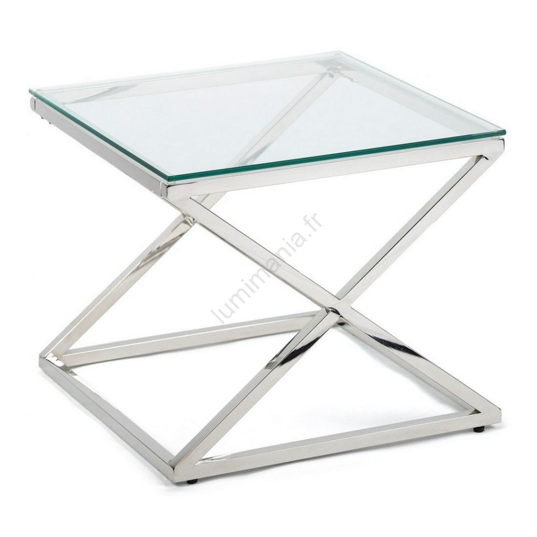 Table basse SALIBA 50x50 cm chromée/claire | Lumimania
