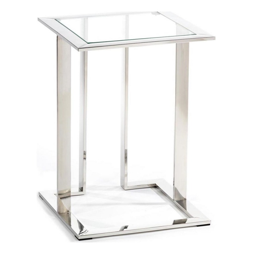 Table d'appoint SAWA 40x40 cm chrome/clair | Lumimania